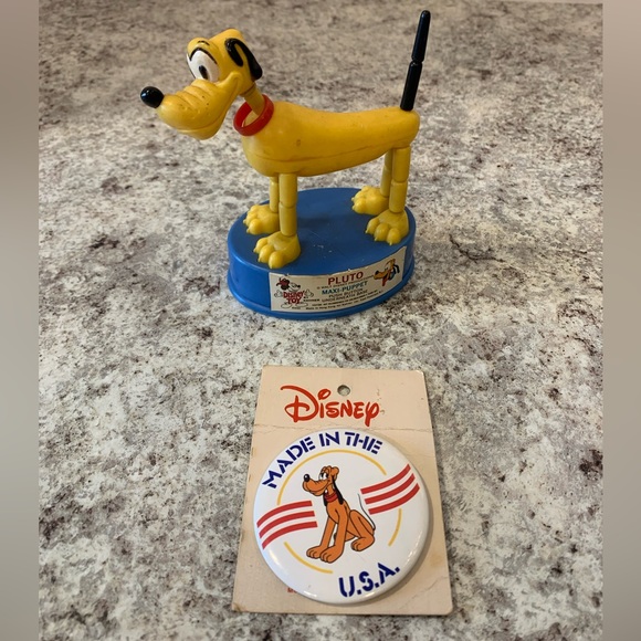 Disney | Jewelry | Vtg Disney Pluto Toy And Button | Poshmark